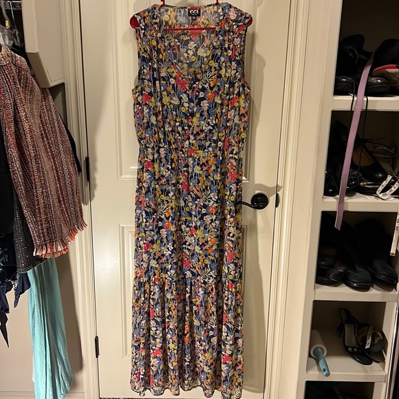 ECI | Dresses | Eci New York Maxi Floral Sleeveless Dress With Slip ...